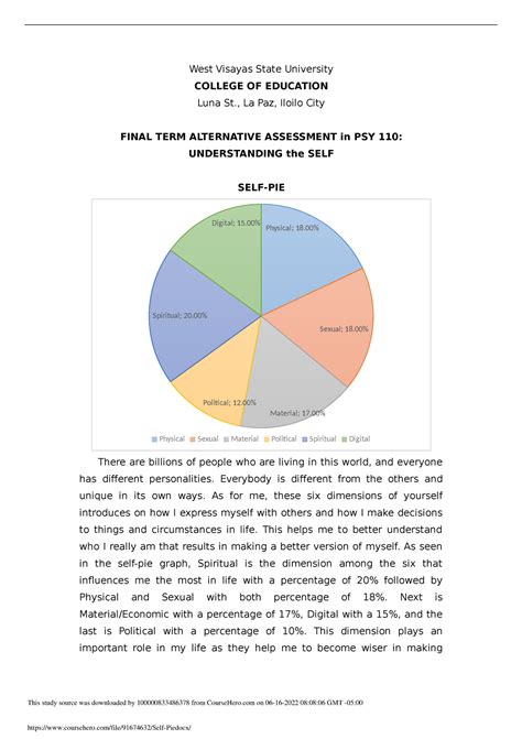 Self Pie Self Pie West Visayas State University College Of