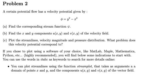 Solved Problem A Certain Potential Flow Has A Velocity Chegg