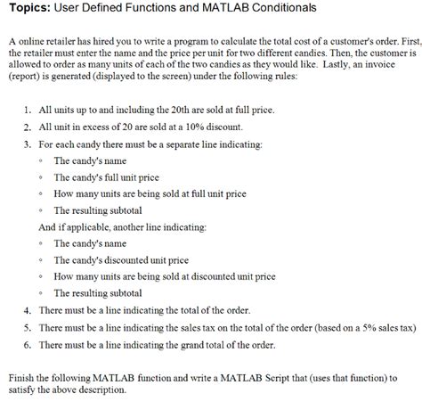 Solved Topics User Defined Functions And Matlab