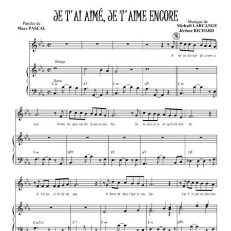 Je Tai Aimé Je Taime Encore Partition Playback Site Jérôme Richard