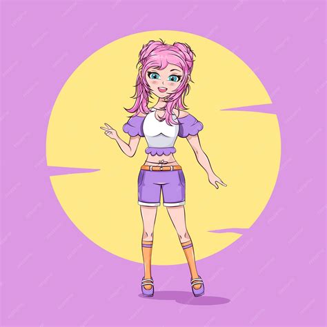 Premium Vector Cute And Smile Anime Girl Cartoon Illustration