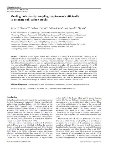 Pdf Meeting Bulk Density Sampling Requirements Efficiently To
