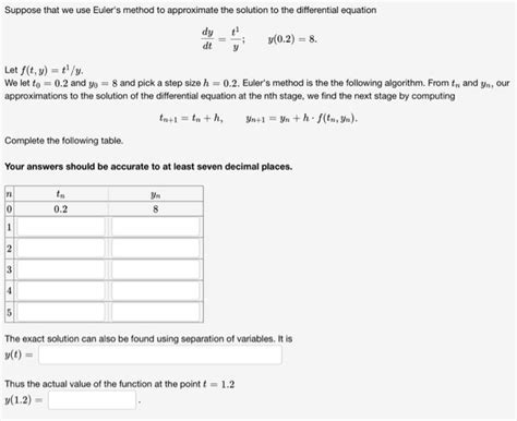 solved suppose that we use euler s method to approximate the