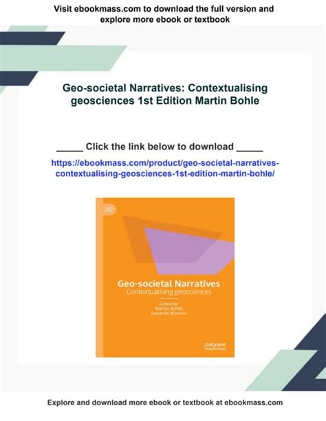 Geo Societal Narratives Contextualising Geosciences 1st Edition Martin Bohle Pdf