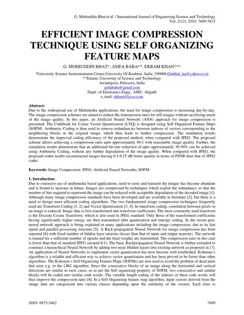 pdf efficient image compression technique using self organizing