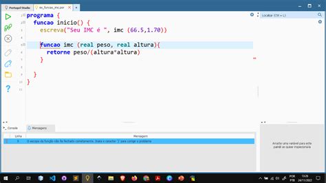 Erro Ao Declarar Uma Função · Issue 1078 · Univali Liteportugol
