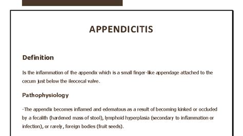 Appendicitis Overview Definition Pathophysiology And Management