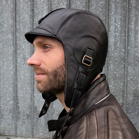 Leather Aviator Hats And Caps Pilot Style Helmets Cote Cuir Leather