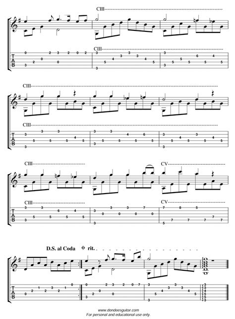 If Classical Guitar Notation And Tablature 4 Dondees Guitar