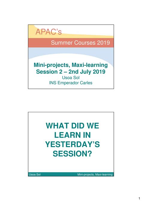 Mini Projects Maxi Learning Apac Summer Course July2019 Session 2 Pdf