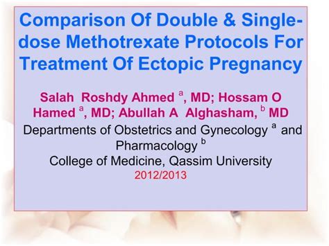 Methotrexate In Ectopic Pregnancy Profsalah Roshdy Pdf