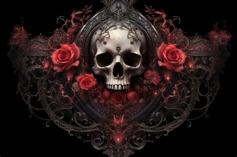 Premium Ai Image Rococo Skull Art Generate Ai