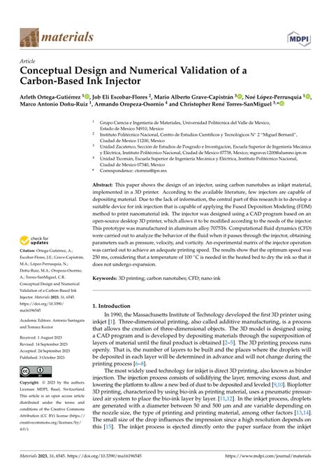 Pdf Conceptual Design And Numerical Validation Of A Carbon Based Ink Injector