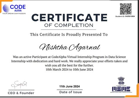 Nishtha Agarwal On Linkedin Datascience Internshipsuccess Codealpha Careergrowth Dataprojects