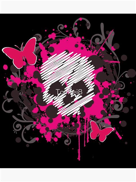Cute Emo Skull Design Poster For Sale By Tomtei8 Redbubble