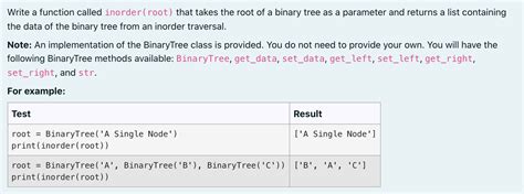 Solved Class BinaryTree Def Init Self Data Chegg Com