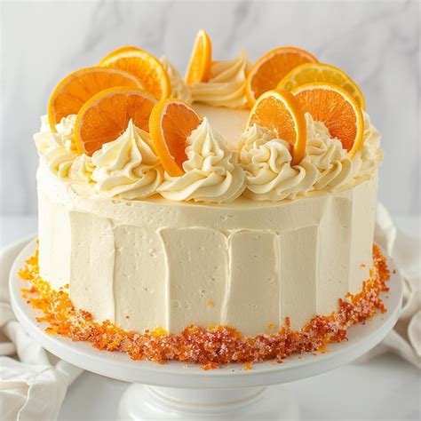 Orange Creamsicle Cake With Orange Cream Cheese Frosting And Candied Orange Slices Premium Ai