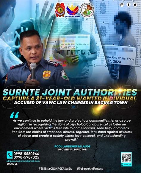Surigao Surnte Joint Authorities Capture A 31 Year Old Wanted Individual Accused Of Vawc Law