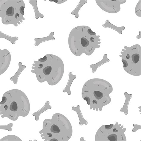 Premium Vector Creepy And Cute Skull Bones Vector Seamless Pattern Halloween Vector Texture