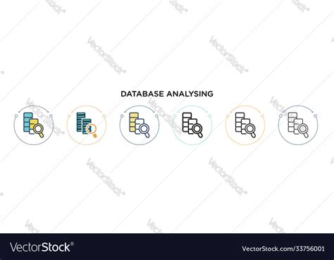 Database Analysing Icon In Filled Thin Line Vector Image