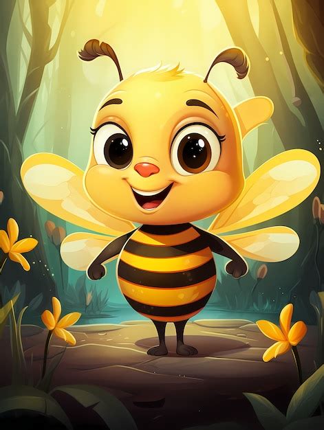 Free Photo Portrait Of Cute Animated Bee