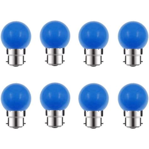 8 Pack B22 Led Globe Bulbs Blue Color G45 Round Plastic Bulb For