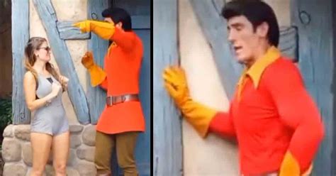 Leave Now Woman Touches Disney Gaston Performer And He Isnt Having