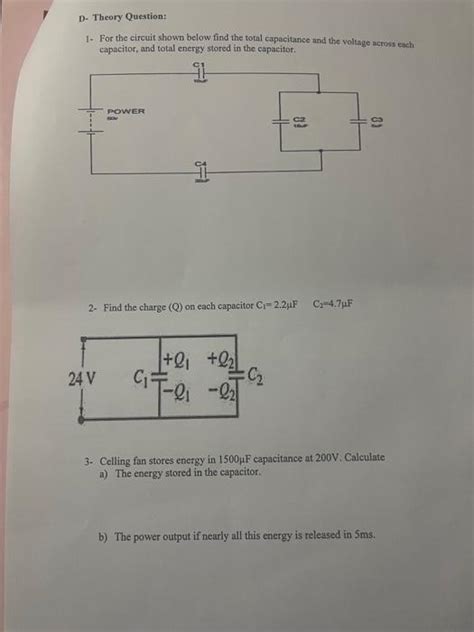 Solved For The Circuit Shown Below Find The Total Chegg