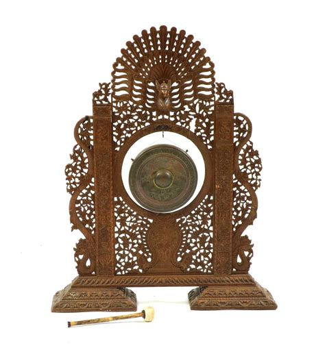 Lot 368 A Burmese Carved Teak Gong And Stand