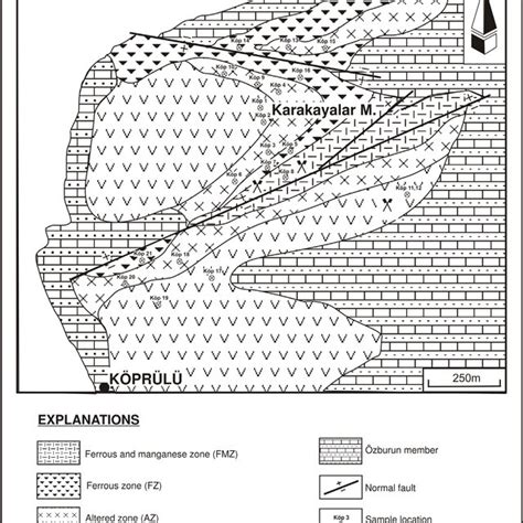 Alteration Map Of Study Area Fourteen Samples Were Obtained From Three