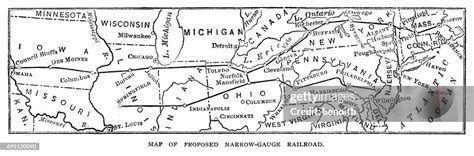 Map Of Proposed Narrow Gauge Railroad High Res Vector Graphic Getty