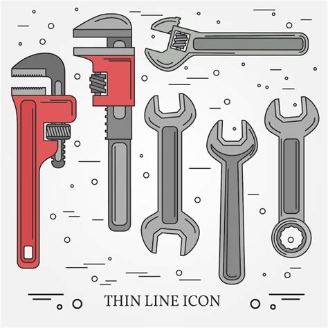 Premium Vector Wrench Icons Wrench Icons Vector Wrench Icons Drawing