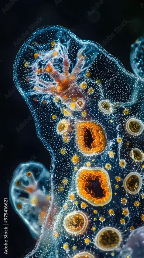 A Detailed View Of An Amoeba Under Microscope Showcasing Its Intricate