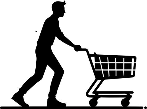Free Vector Man Pushing Shopping Cart Silhouette Premium Ai Generated