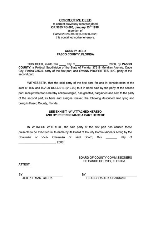 Rea08 072 Corrective Deed Pasco County Government