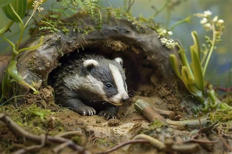 Premium Photo A Whimsical Scene Of A Playful Badger Cub Frolicki