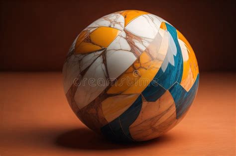 Colorful Marble Ball On A Solid Colour Background Close Up Stock