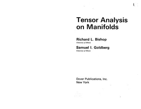 Pdf Tensor Analysis On Manifolds