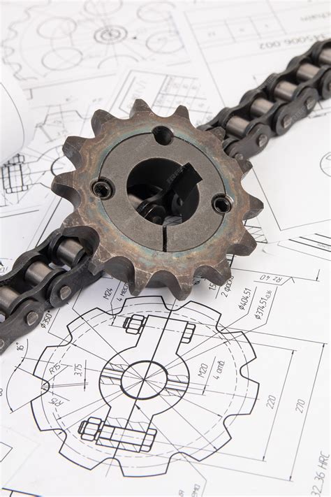 Premium Photo Driving Industrial Roller Chain And Sprocket On A Print