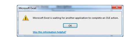 Microsoft Excel Is Waiting For Another Application