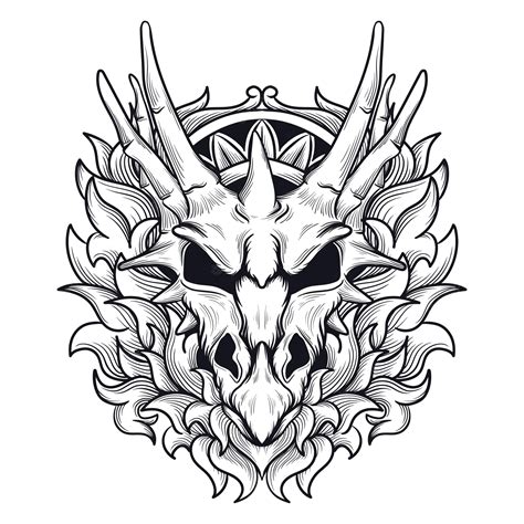 Dragon Head Front View Drawing