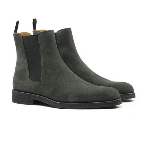 Genuine Leather Chelsea Boots Dark Gray Casual Boots Fall Wardrobe
