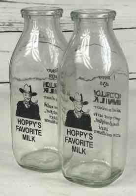 Set Of2 Milk Bottle Jug Hoppy Favorite Milk Ofallon Hopalong Cassidy