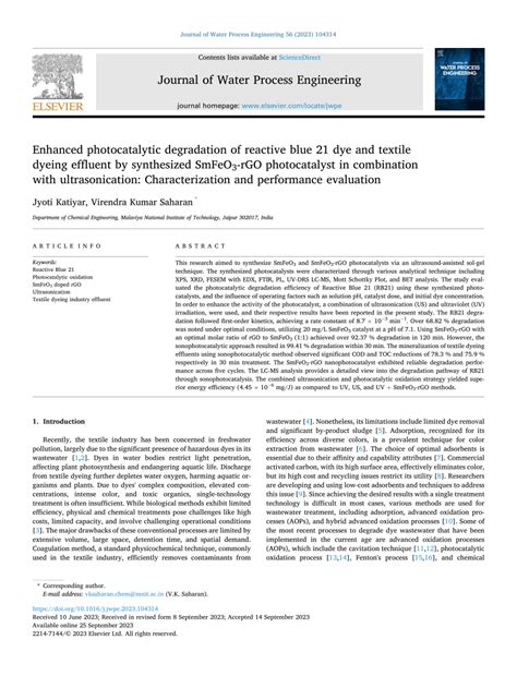 Pdf Enhanced Photocatalytic Degradation Of Reactive Blue 21 Dye And