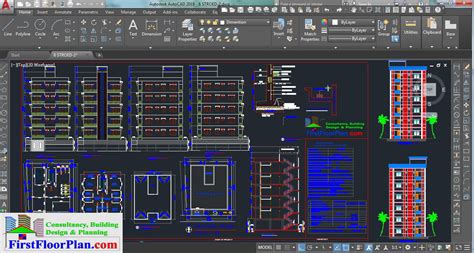 Structural Design And Architectural Working Drawings Details Autocad File Six Floor 40x43