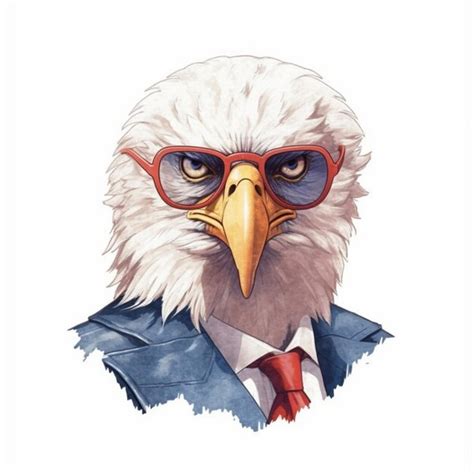 Premium Photo A Close Up Of A Bald Eagle Wearing Glasses And A Suit