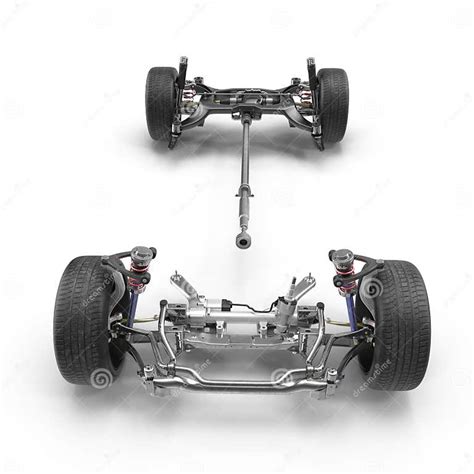 Chassi Do Carro Sem O Motor No Branco Front View Ilustração 3d