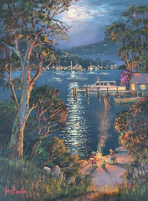 Lake Macquarie Moonrise John Bradley Australian Artist