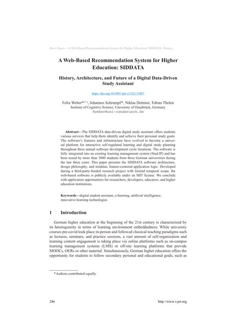 pdf web based recommendation system for higher education siddata
