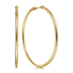 14k Yellow Gold Bujukan Diamond Classic Hoop Earrings In Size 30mm